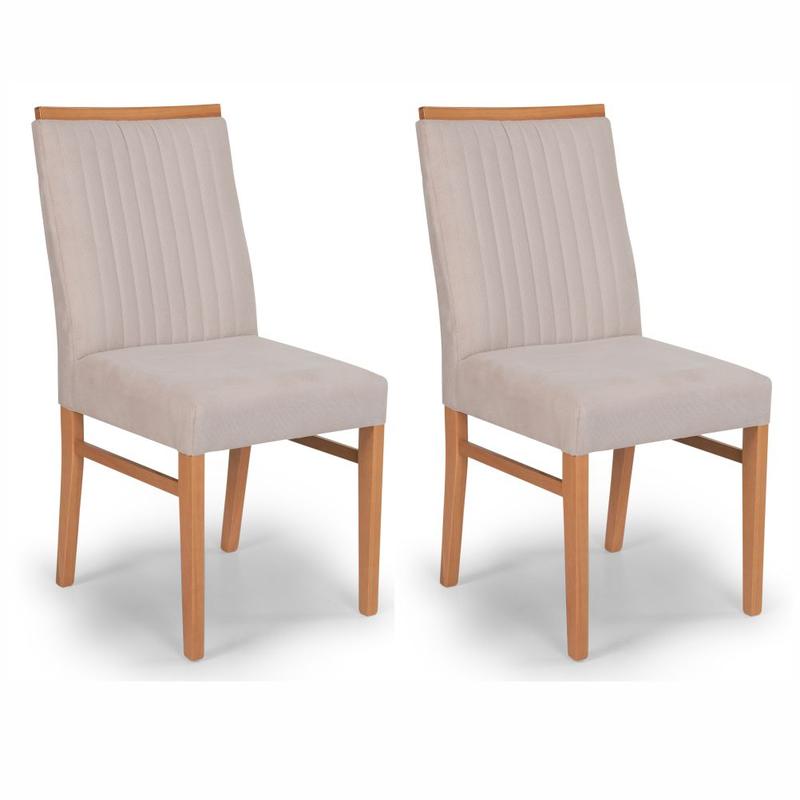 Conjunto 2 Cadeiras de Jantar Estofadas em Madeira Daisy Bege - Straub ...