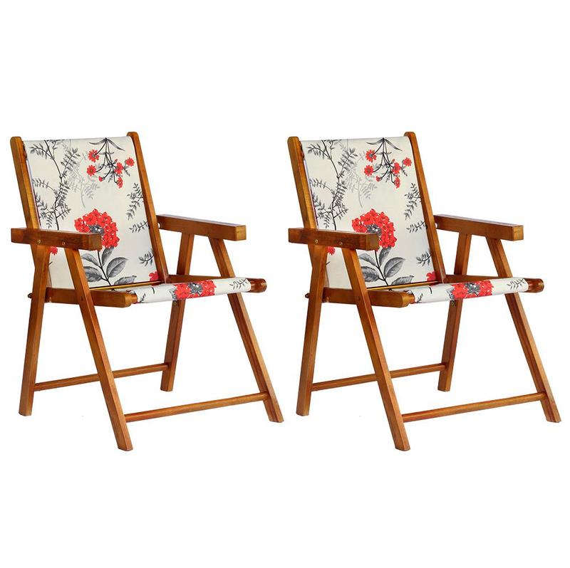 Conjunto 2 Cadeiras Praia Dobrável em Madeira Envernizada Mel com ...