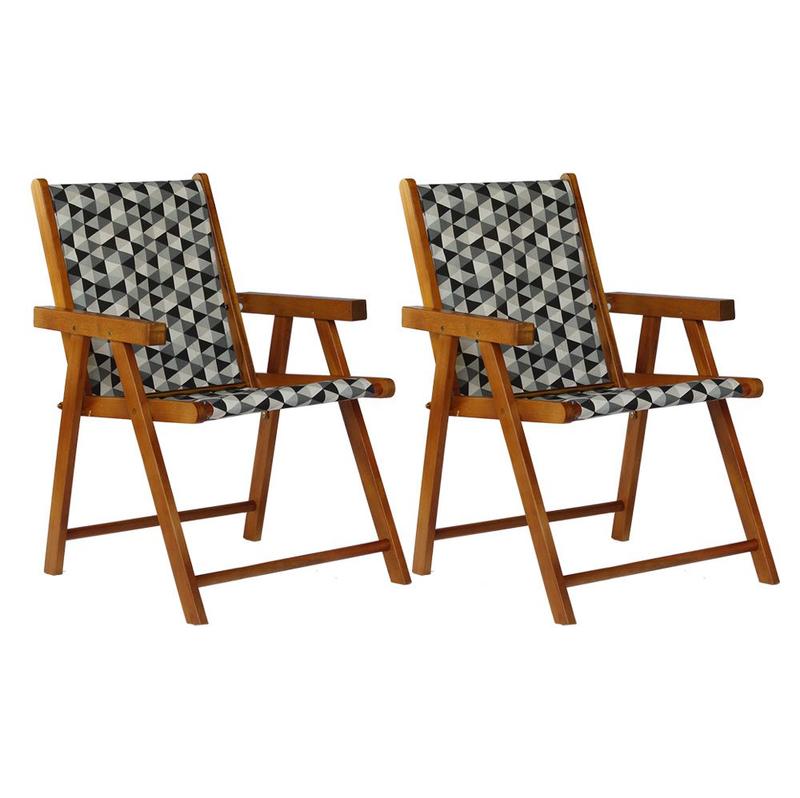 Conjunto 2 Cadeiras Praia Dobrável em Madeira Envernizada Mel com ...