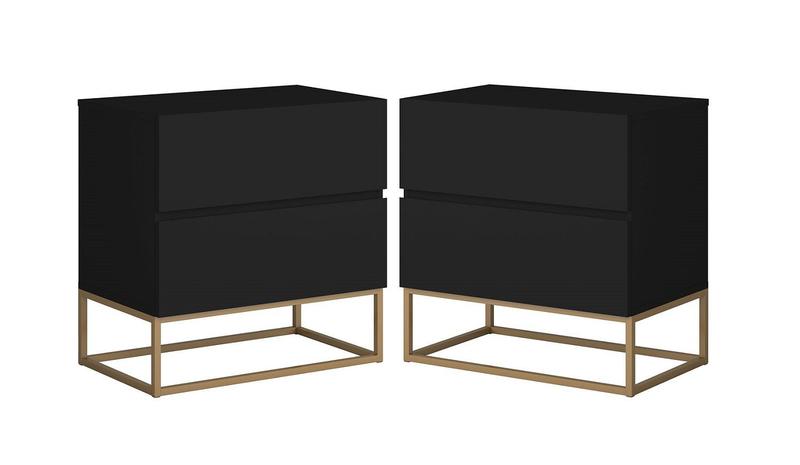 Conjunto 2 Mesas De Cabeceira Quarto Casal Industrial 2 Gavetas - Abra ...