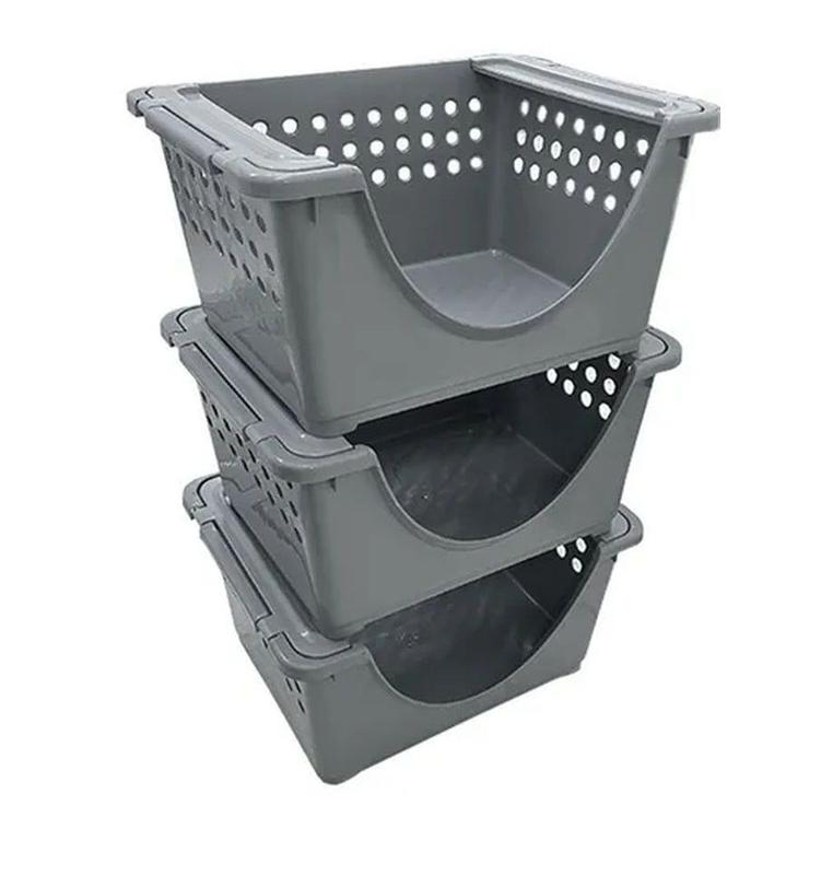 Conjunto 3 Organizadores Guarda Tudo Empilhável Arqplast - Cesta e ...
