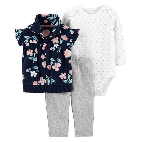 Conjunto 3 Peças Inverno Colete Florido - Carter's - Pote - Magazine Luiza