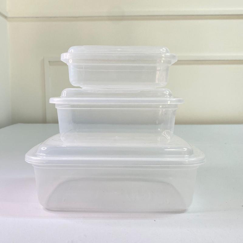 Conjunto 3 potes retangulares transparentes organização e praticidade ...