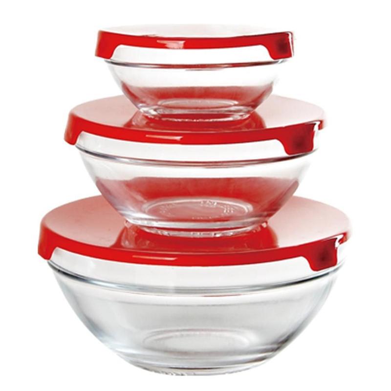 Conjunto 3 Potes Vidro Tampa Vermelho - Class Home - Pote - Magazine Luiza