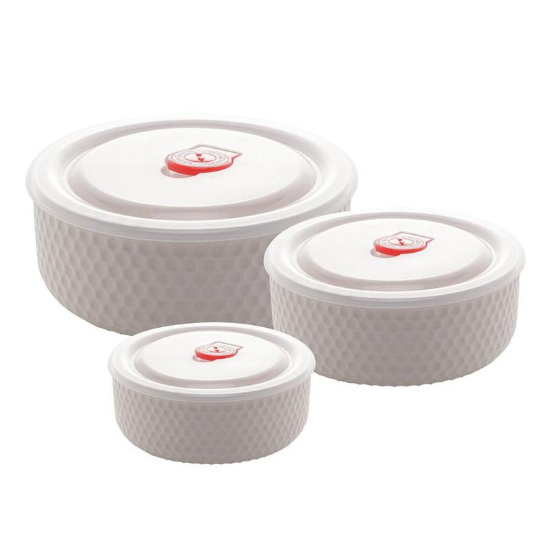 Conjunto 3 Refratá Porcel Newbone com Tampa Siena - Lyor - Travessas ...