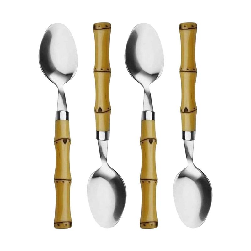 Conjunto 4 Colheres De Sobremesa Wolff De Aço Inox Com Cabo De Bambu ...