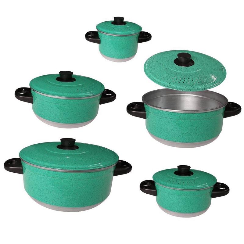 Conjunto 5 Panela Alumínio Colorido Verde - TENESIN - Jogo de Panelas ...