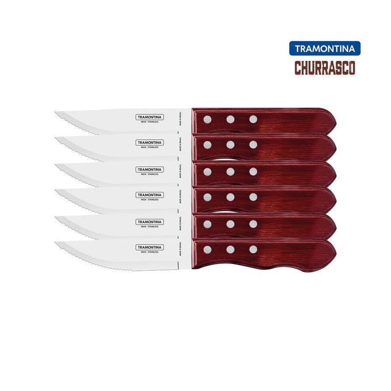 Conjunto 6 Facas Para Churrasco Jumbo 5" Polywood Tramontina Vermelho ...