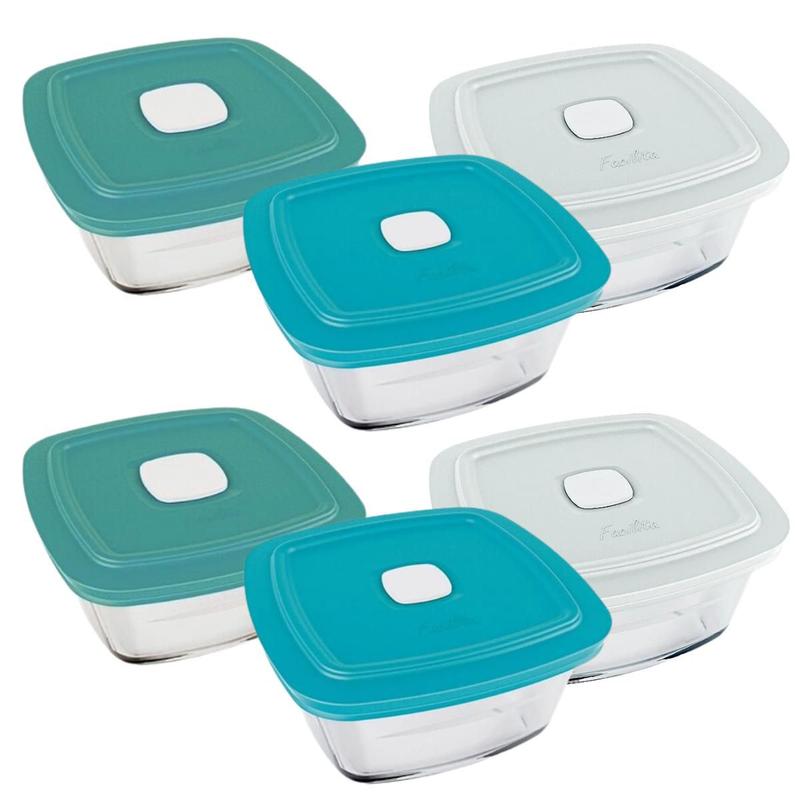 Conjunto 6 Facilita Vap 500ml Vidro C/ Tampa Marmita Marinex - Marmitas ...