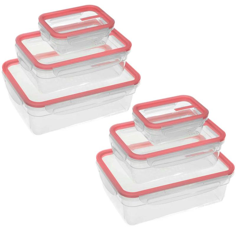 Conjunto 6 Potes Plásticos com Tampas Herméticas com Travas 300ml 1,24L ...