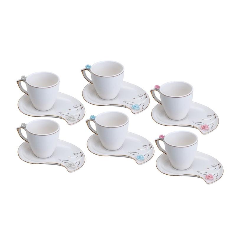 Conjunto 6 Xícaras De Café Porcelana Flower Wolff Branco - Xícaras de ...