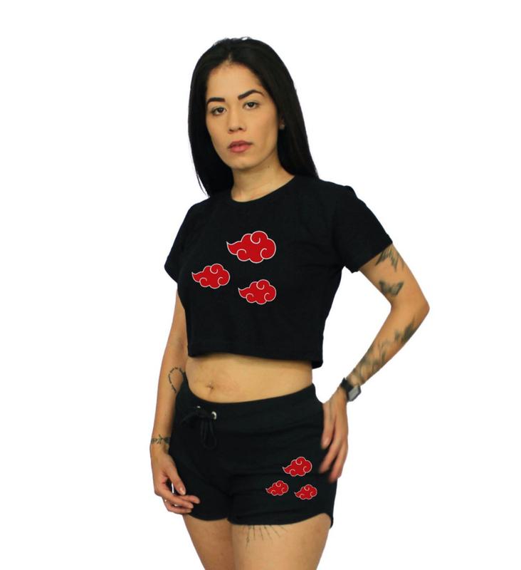 Conjunto Akatsuki Naruto Anime Feminino Short e Cropped - soulz ...