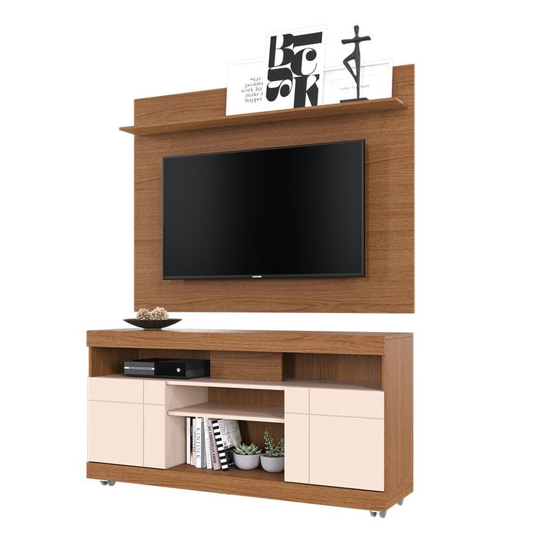 Conjunto Bancada Castro com Painel Piraquara Natura Real/ Off White ...