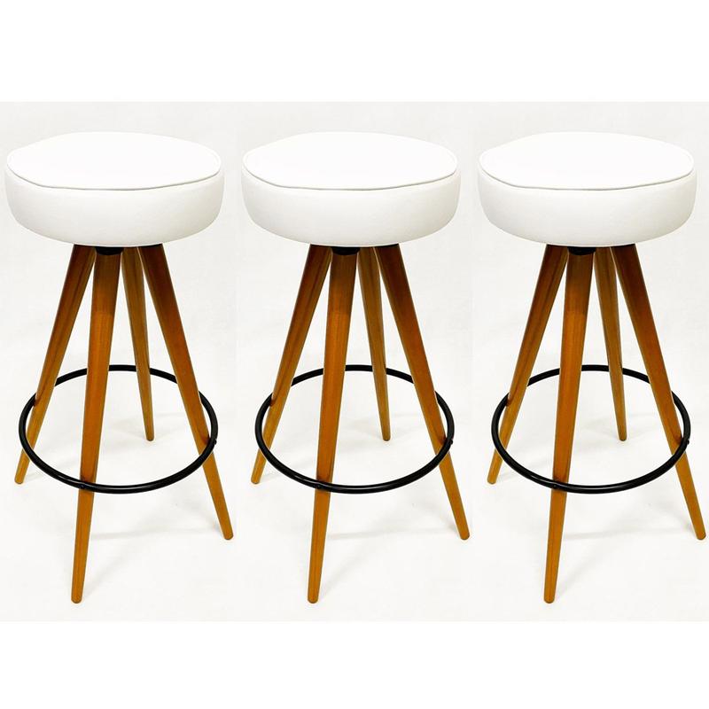 Conjunto Banqueta para Bar Alta Assento Redondo cor Branco Grosso Pés ...