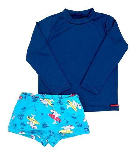 Conjunto Blusa + Sunga Infantil Menino Praia Proteção Solar - Jagar ...
