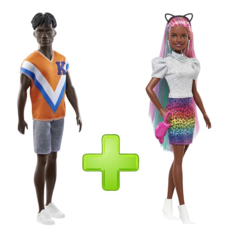 Conjunto Boneca Barbie Cabelo Raspado + Ken Negro Cabelo Cacheado ...