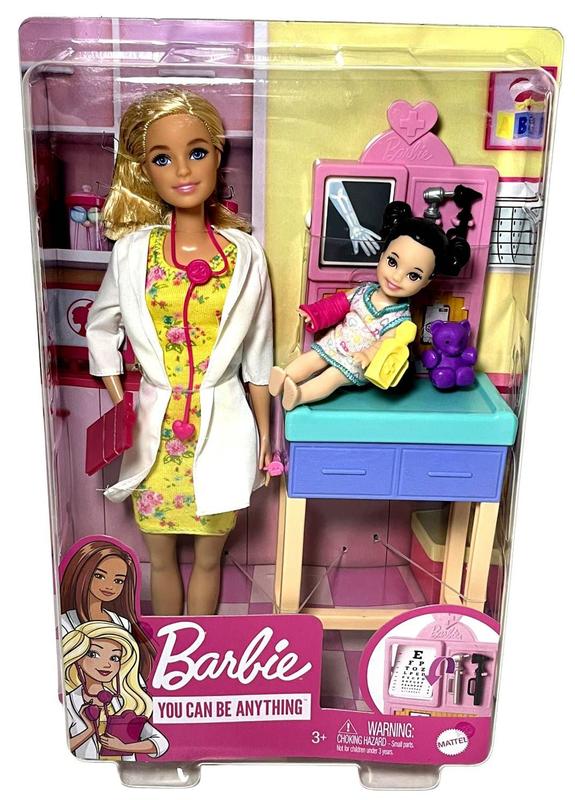 Conjunto Boneca Barbie Loira Profissões Quero Ser Doutora Médica ...