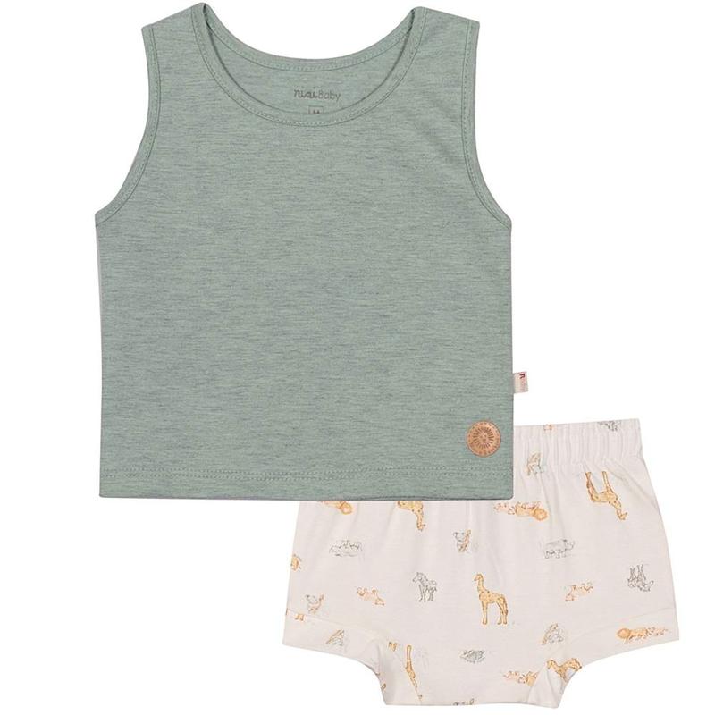 Conjunto Camiseta Regata e Tapa e Fralda Masc Bebê Nini e Bambini ...