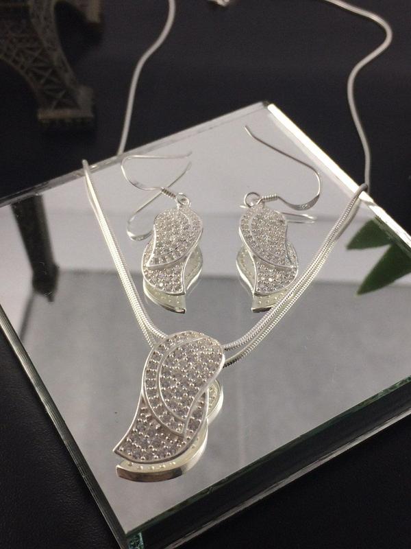 Conjunto Colar E Brinco Prata Maciça 925 C/ Zirconia Folha - Lojas La ...