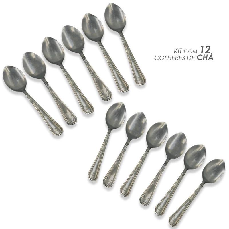 Conjunto Com 12 Colher De Chá Em Aço Inox - Fratelli - Colher de Chá ...