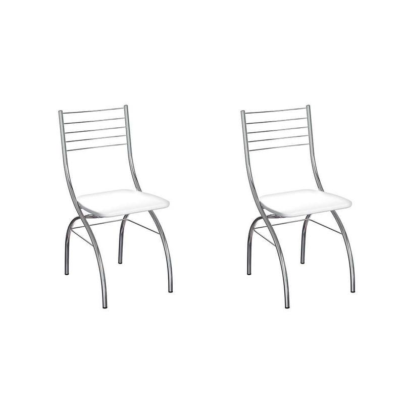 Conjunto com 2 Cadeiras de Cozinha Lizzy Branco e Cinza - Brigatto - Cadeira Fixa / Interlocutor ...