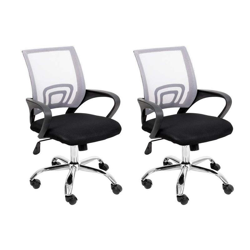 Conjunto com 2 Cadeiras de Escritório Secretária Giratórias Java Preto ...