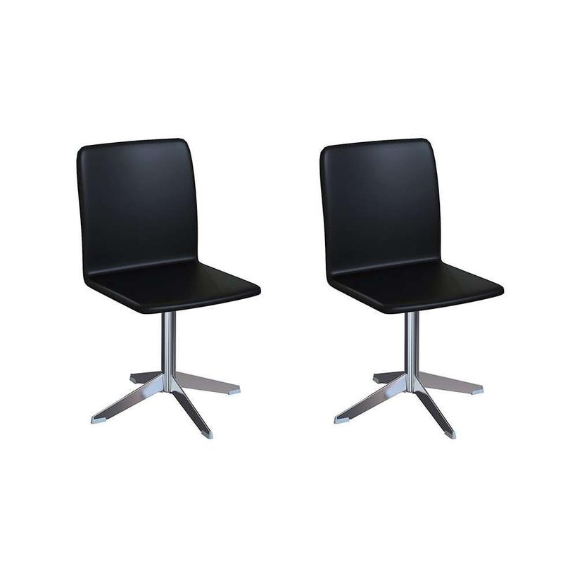 Conjunto com 2 Cadeiras de Jantar Dorian Preto e Cromado - Brigatto - Cadeira Fixa ...
