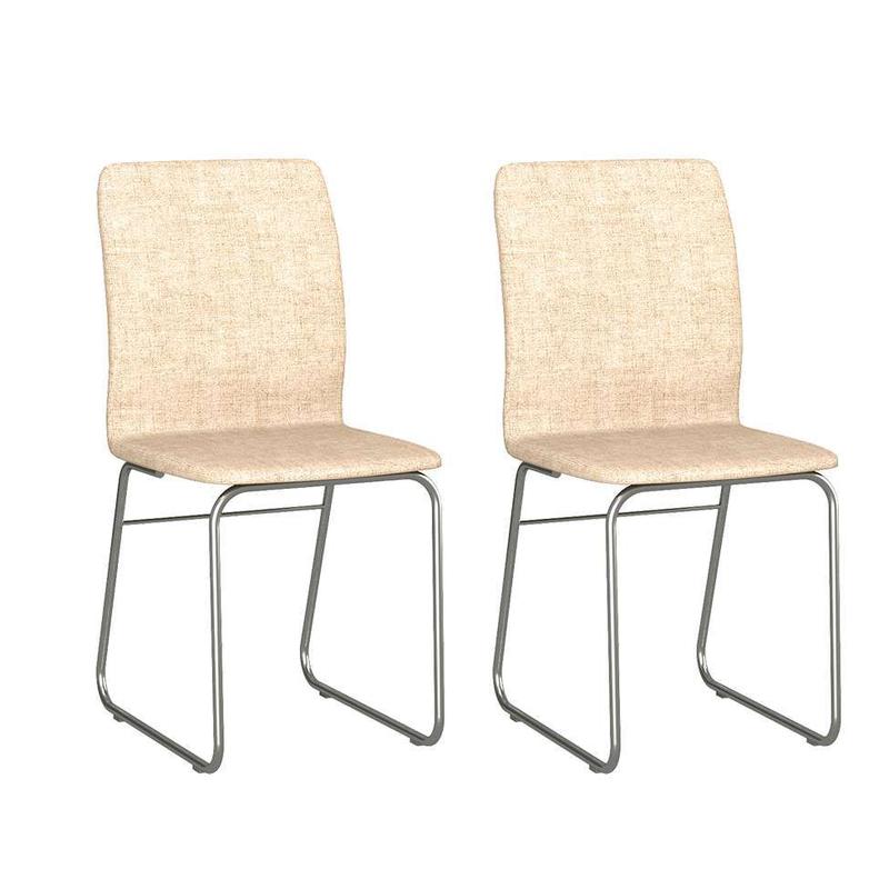 Conjunto com 2 Cadeiras de Jantar Grant Palha e Cromado - Brigatto - Cadeira Fixa / Interlocutor ...