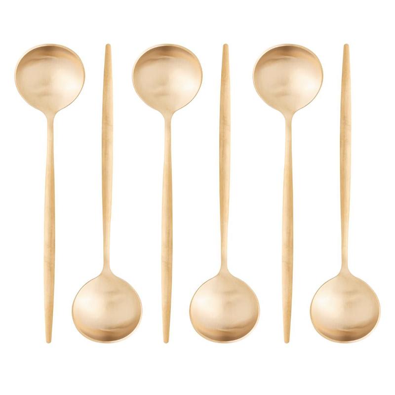 Conjunto com 6 Colheres para Mesa em Aço Inox Opera 21cm - Champanhe ...