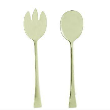 Conjunto com colher e garfo para salada berna champanhe fosco em inox ...