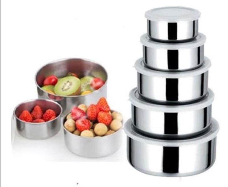 Conjunto De 5 Potes Em Inox Com Tampa Kit Utilidade Doméstica Art House ...