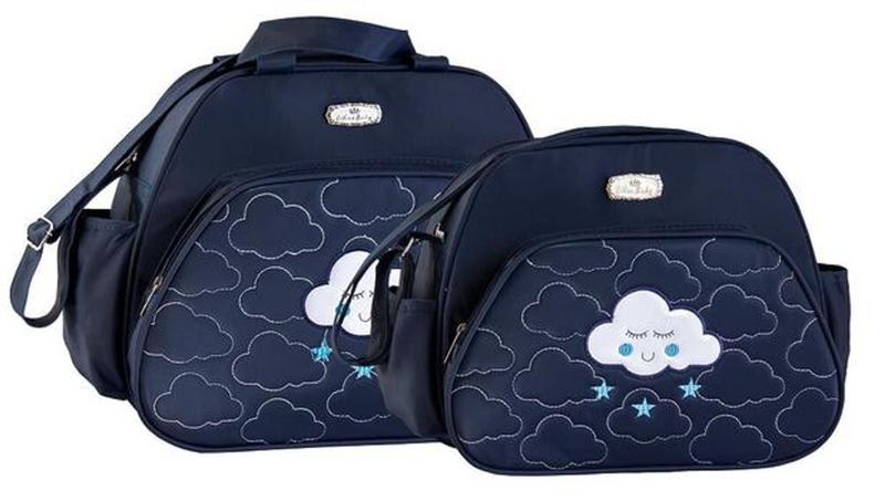 Conjunto de Bolsa Maternidade Nuvem Sonho Feliz Azul Marinho - merver ...