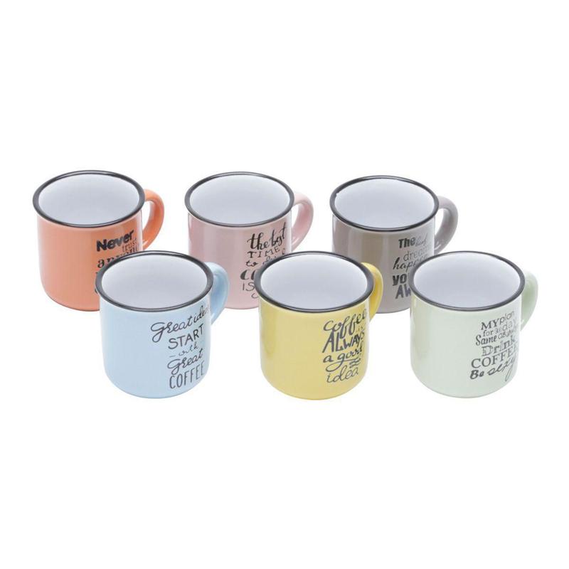 Conjunto De Canecas Porcelana Retrô Coloridas 6 Peças Motive - Rojemac ...