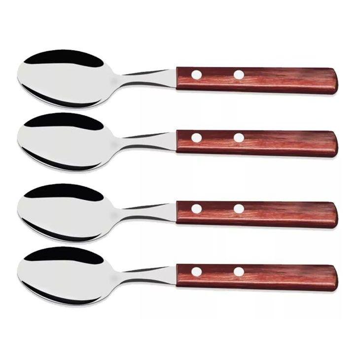 Conjunto de colheres 4 peças cabo de madeira utensílos de cozinha ...