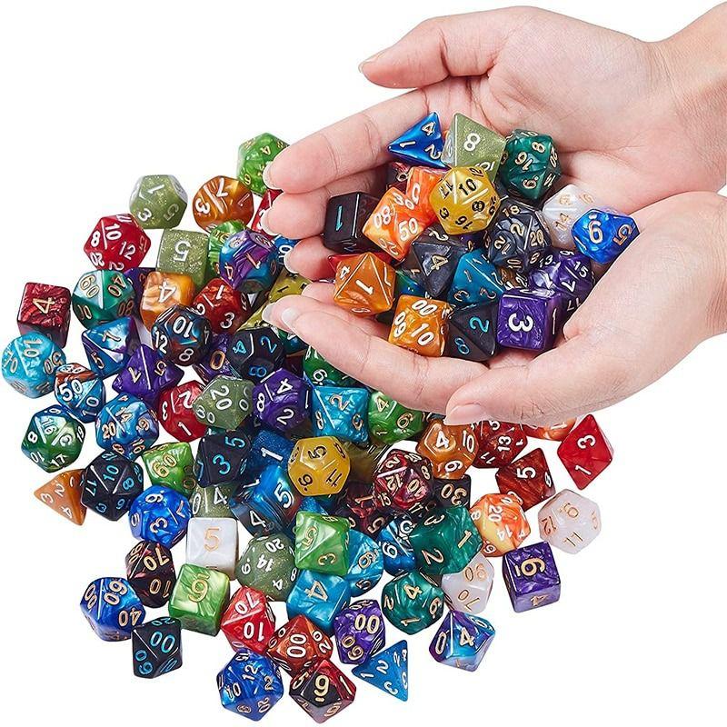 Conjunto de Dados RPG -140pcs - Jogo de Tabuleiro Dados Múltiplos com ...