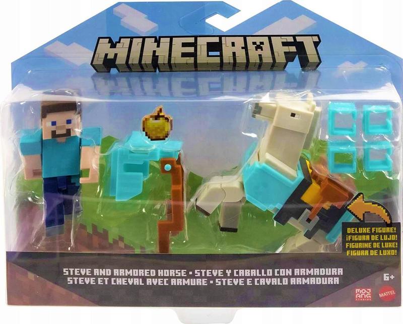Conjunto de Figuras Articuladas - Steve e Cavalo Armadura - Minecraft ...