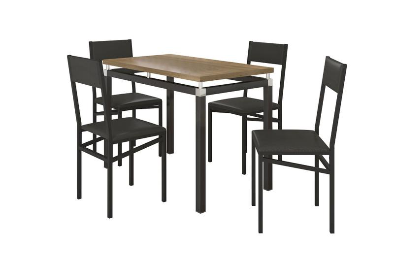 Conjunto de Mesa Copenhague com 4 Cadeiras Copenhague Preto Fosco com ...