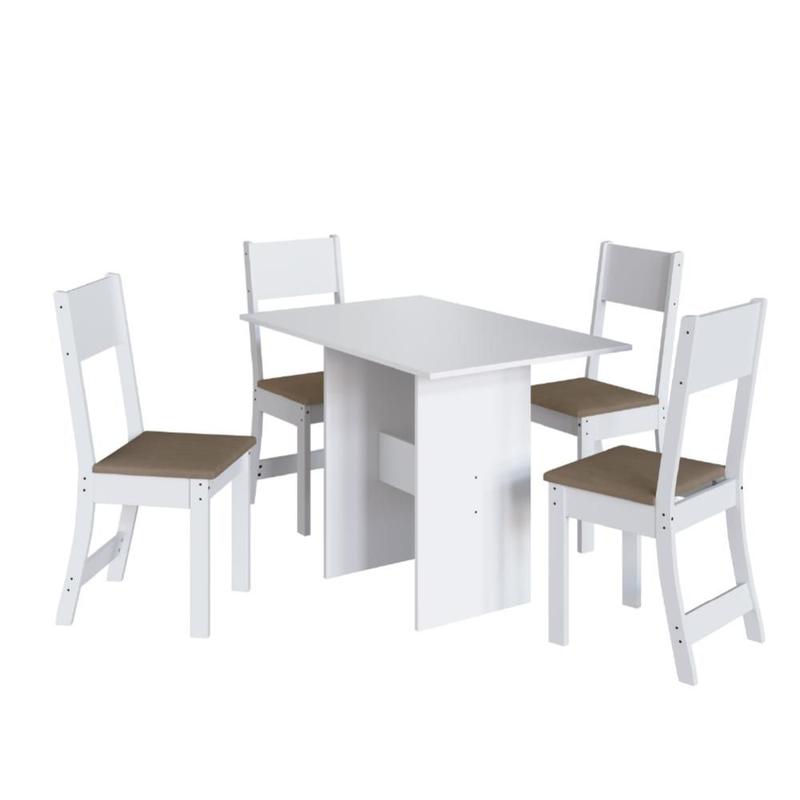 Conjunto de Mesa Sala de Jantar Carla com 4 Cadeiras 1,08m Branco ...