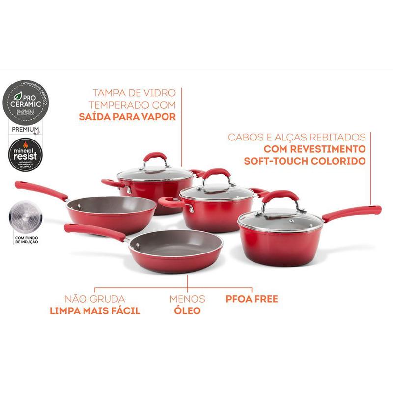 Conjunto de Panelas Brinox 5 PeAas CerAmica Life com InduAAo Select ...