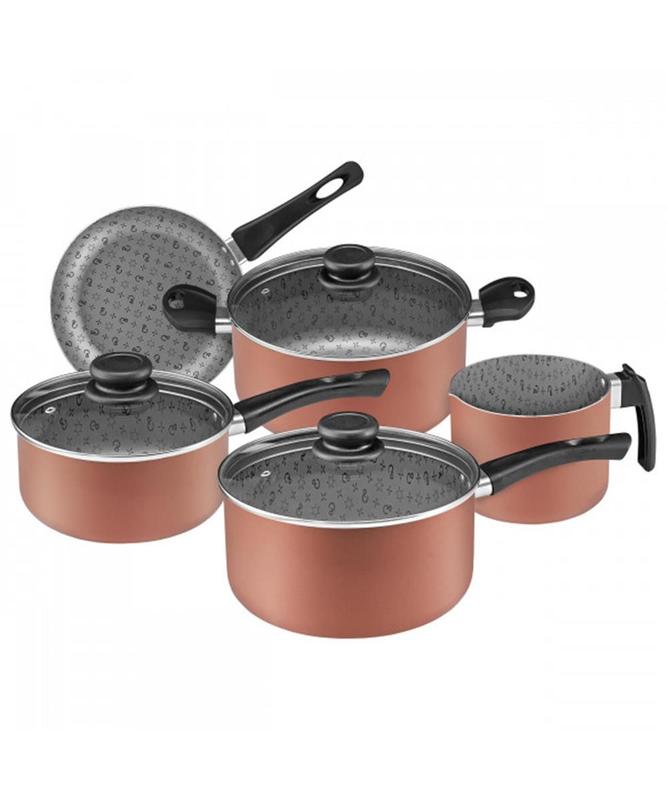Conjunto de Panelas Panelux Antiaderente Cobre Maximum 5 Peças - Jogo ...