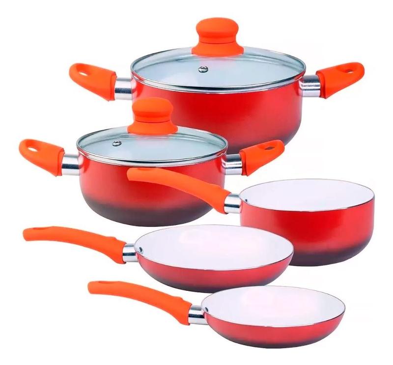 Conjunto De Panelas Revestidas Ceramica Antiaderente 5 Peças - Wincy ...