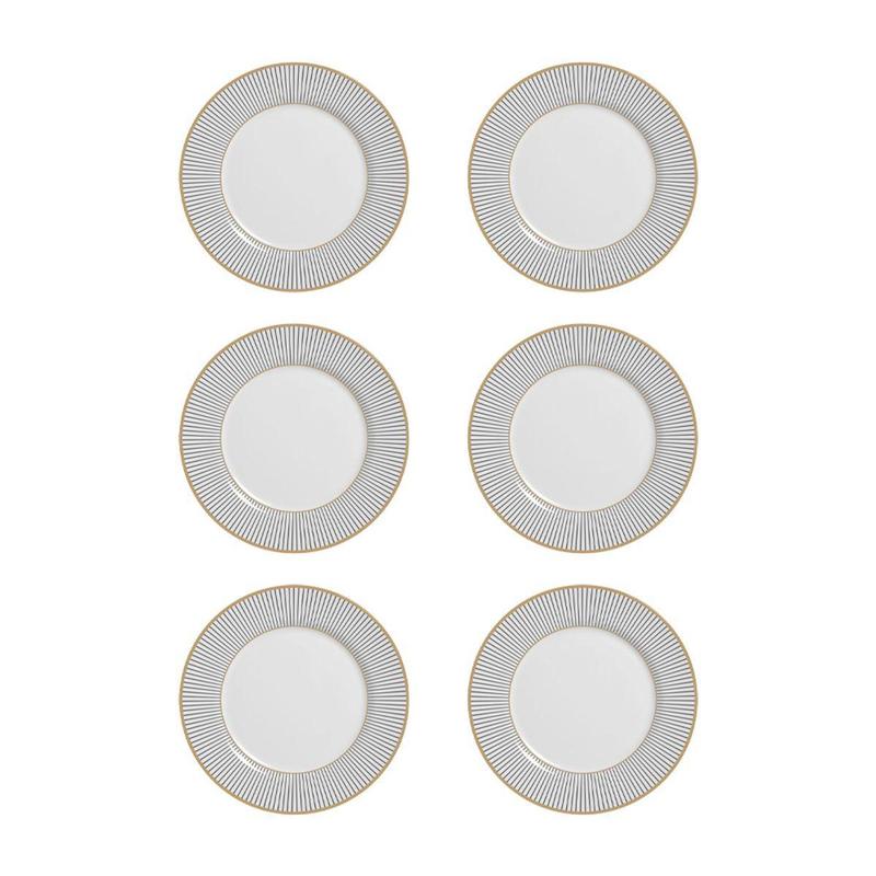 Conjunto De Pratos Rasos Ritz 6 Peças 28,5cm Alleanza Branco E Dourado ...
