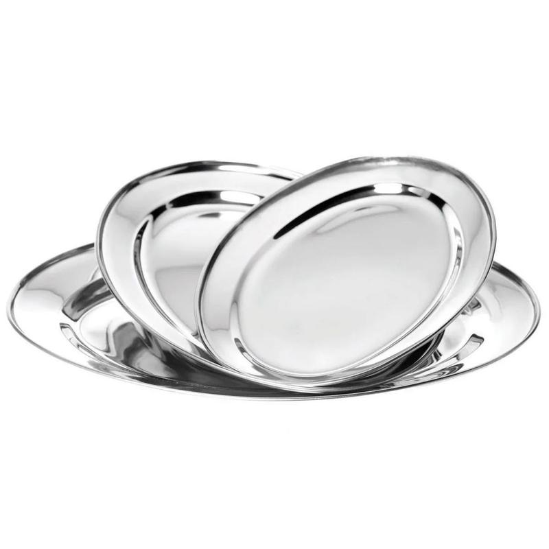 Conjunto de Travessa Inox Rasa Oval 30/26/22cm - Ke Home - Travessas ...