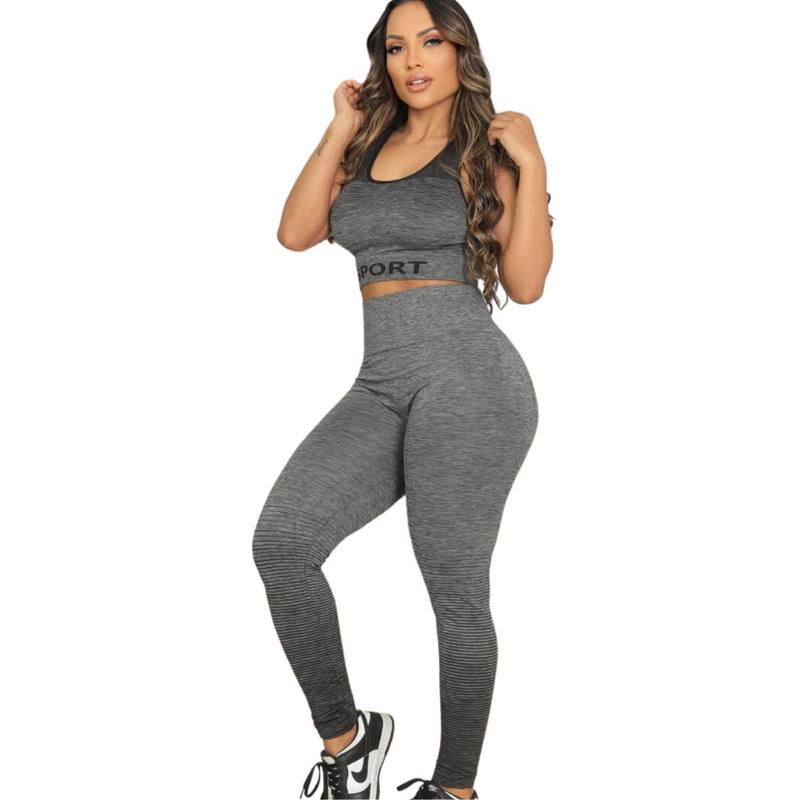 Conjunto Empina Bumbum Fitness Academia Cinza - Gringas Model ...
