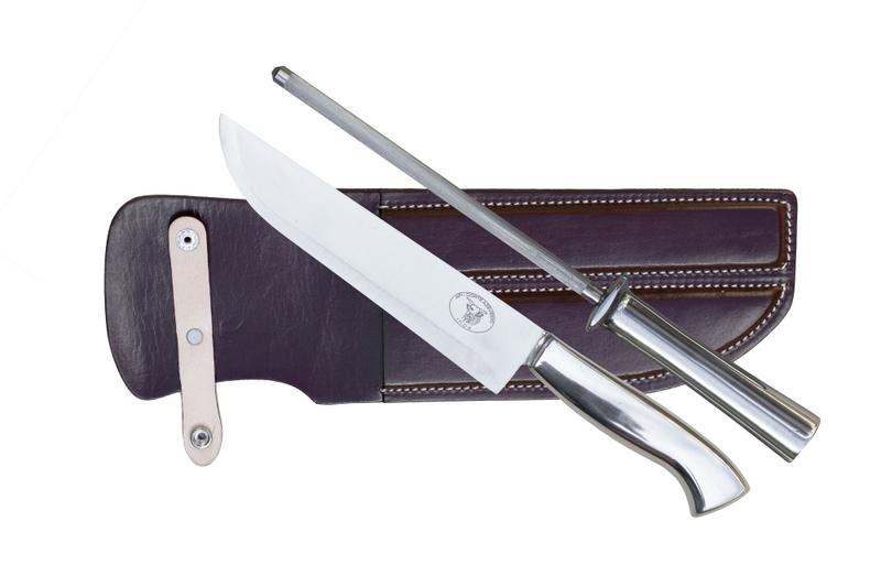 Conjunto faca de inox cabo de alumínio 8" com bainha e chaira af-corte ...