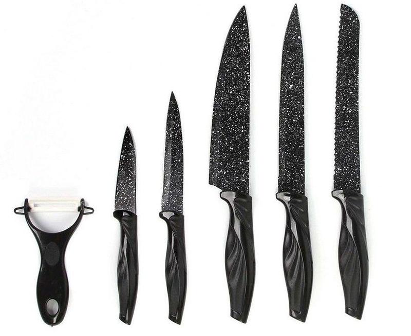 Conjunto Facas de cozinha Inox de 6 Peças mármore estucado - Haibrasil ...