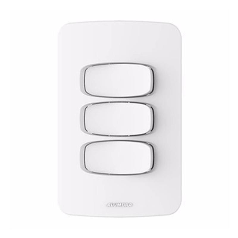 Conjunto Gracia 4X2 3 Interruptor Simples Horizontal Alumbra ...