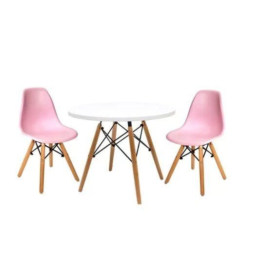 Conjunto infantil mesa eames branca 60cm com 2 cadeiras rosa - La ...