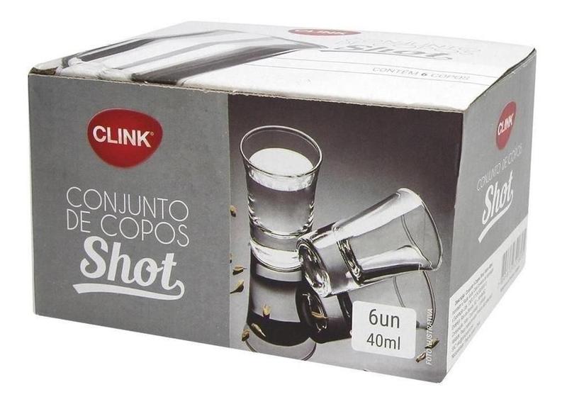 Conjunto Jogo De 6 Copos Shot Vidro 40ml Clink - Copo de Shot ...