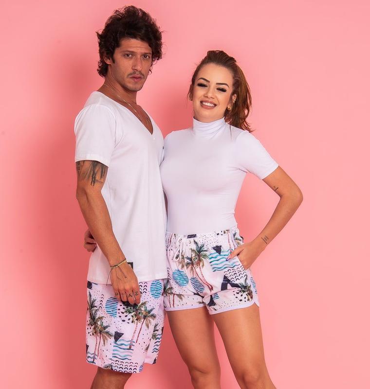 conjunto kit 2 shorts bermudinha de casal estampada listrada moda verão ...